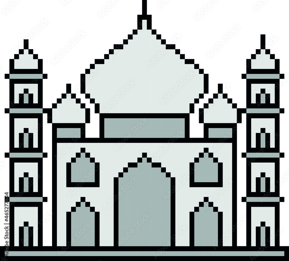 Taj Mahal pixel art vector illustration. Stock Vector | Adobe Stock