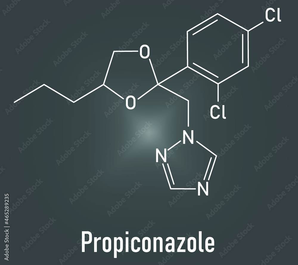 Propiconazole antifungal molecule (triazole class). Skeletal formula ...