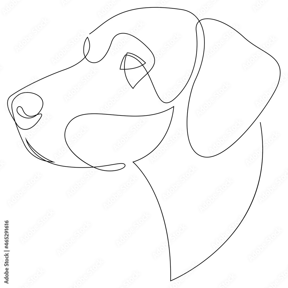 German Shorthaired Pointer vector Dog portrait. Continuous line. Dog ...