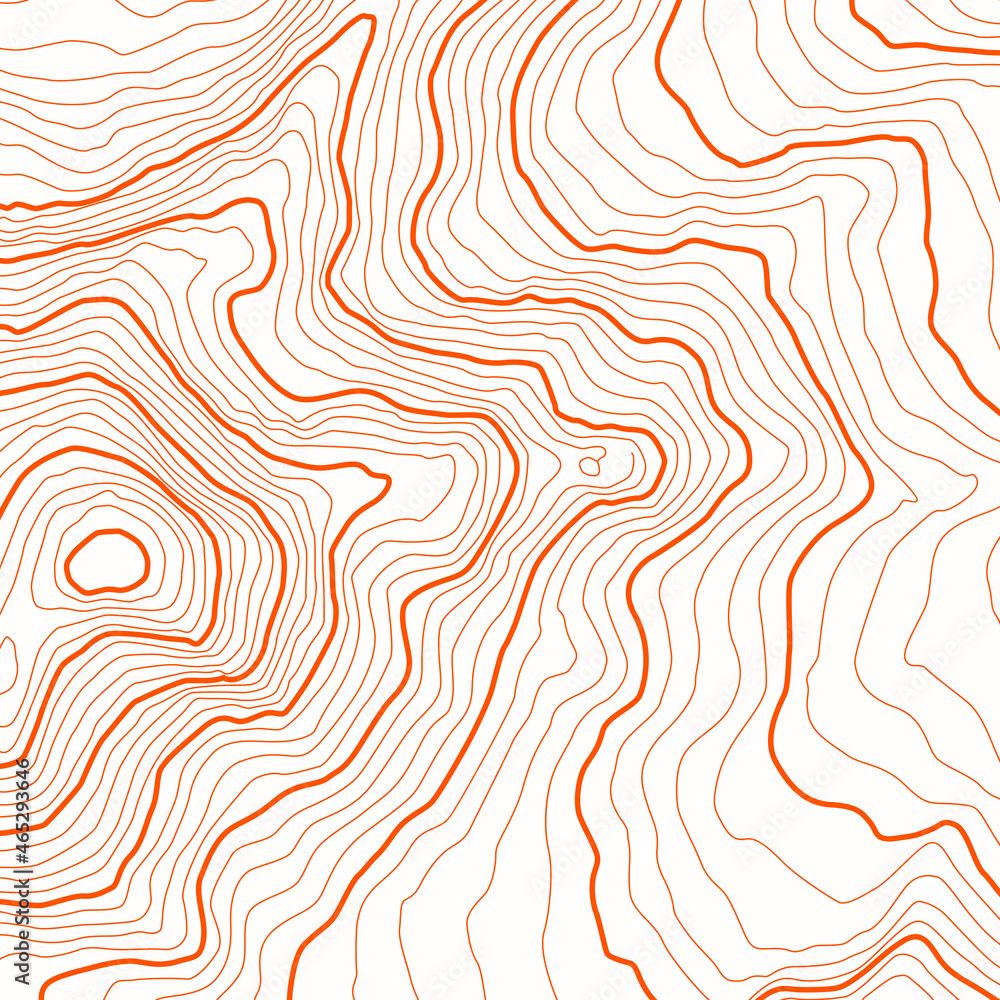 Orange on white contours vector topography stylized height of the lines ...