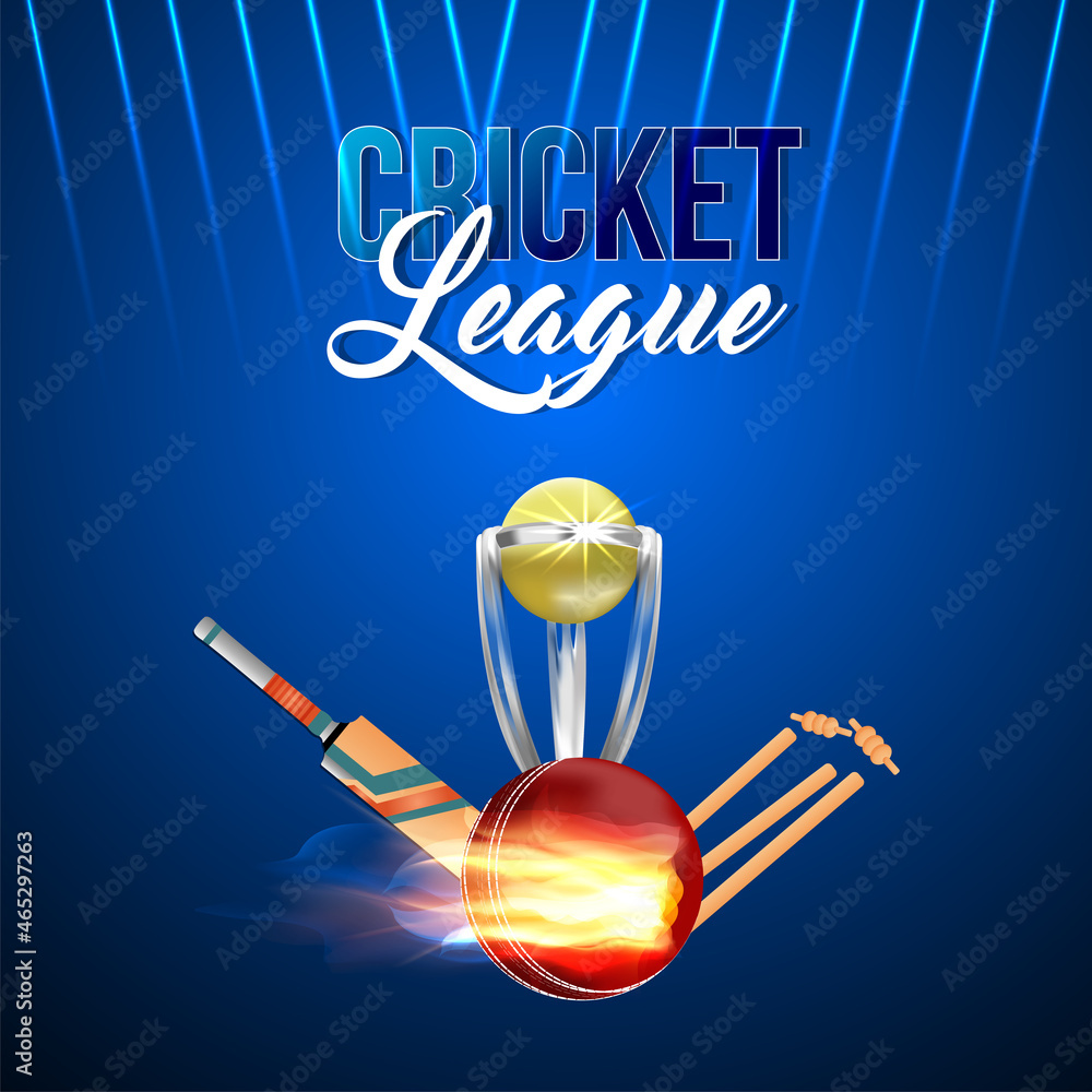 Cricket chqampionship tournament background with gold trophy Stock ...