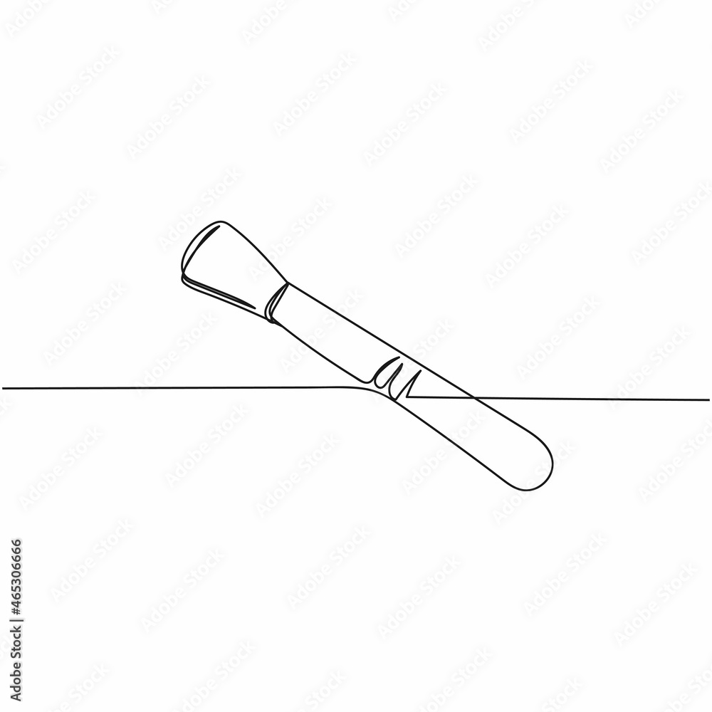Vector continuous one single line drawing icon of brush cosmetic in ...
