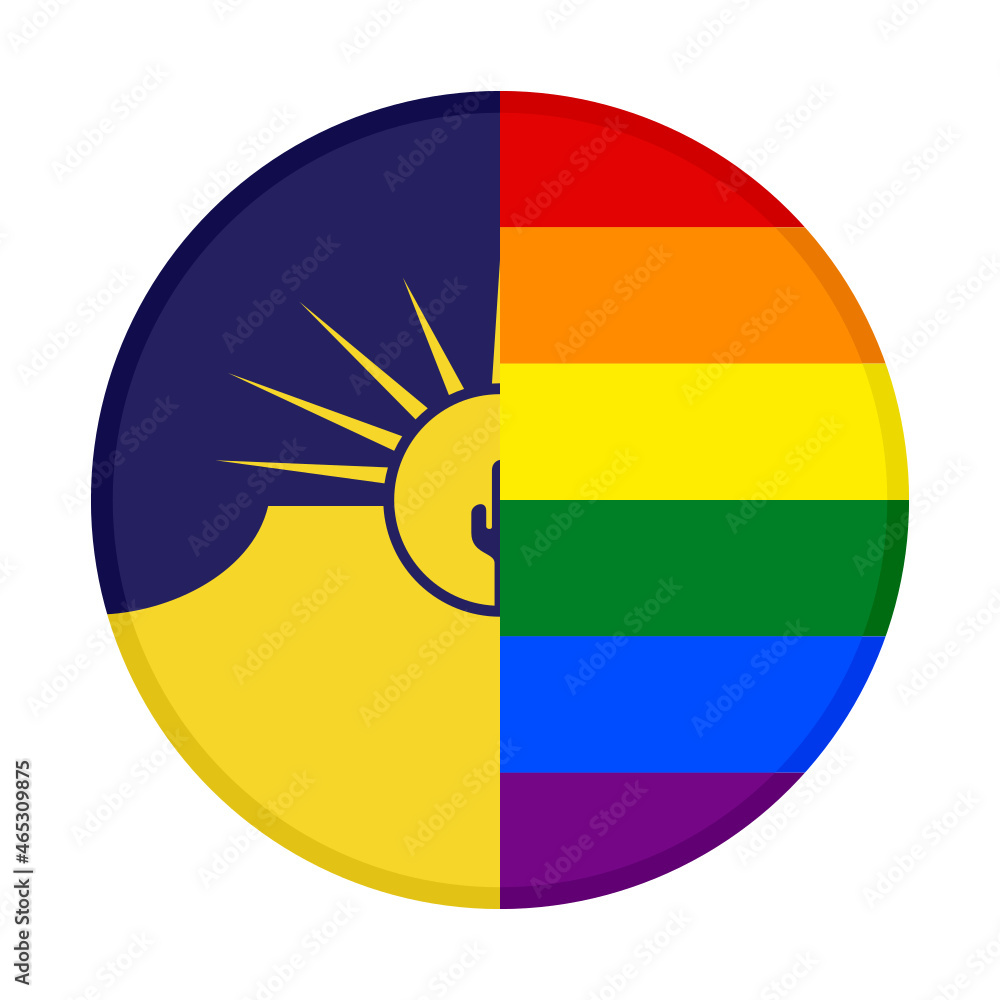 round icon with meza rainbow flags. vector illustration isolated on ...