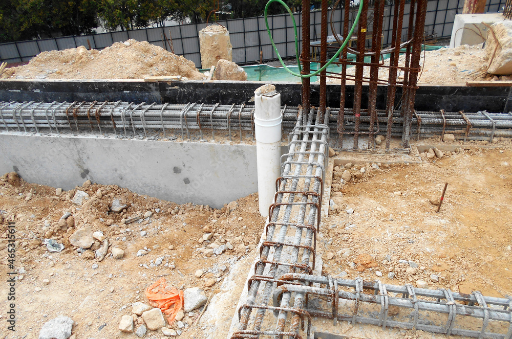 KUALA LUMPUR, MALAYSIA -MARCH 29, 2021: Building ground beam under ...