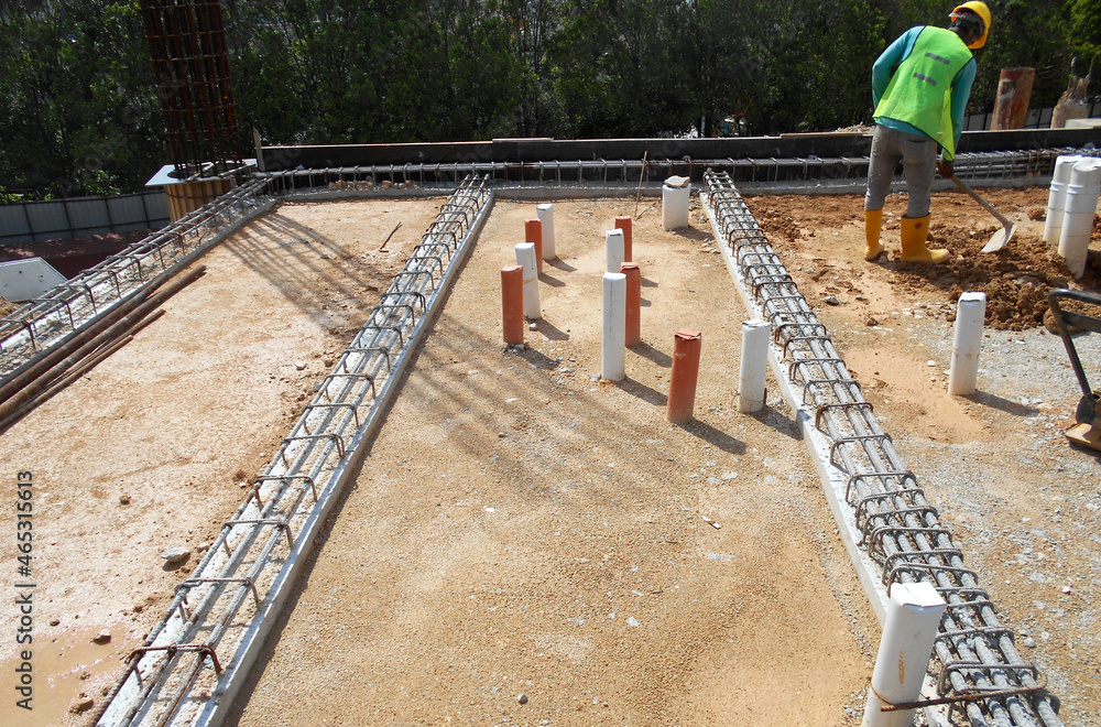 KUALA LUMPUR, MALAYSIA -MARCH 29, 2021: Building ground beam under ...