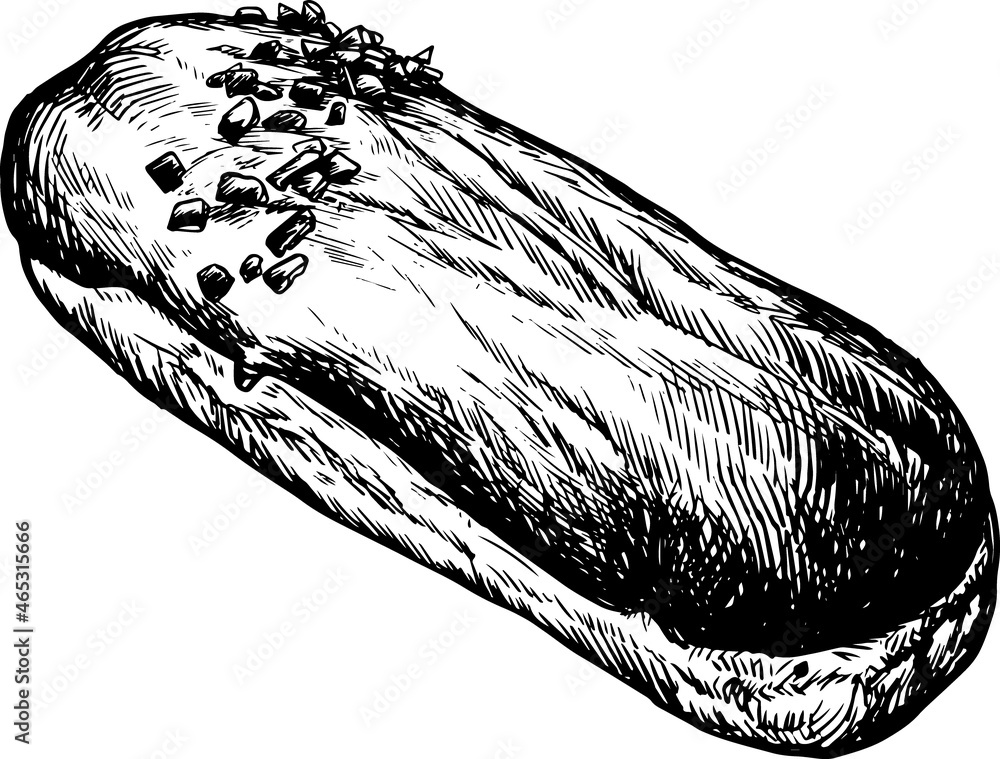 vector hand drawn illustration of a sweet glazed chocolate french ...