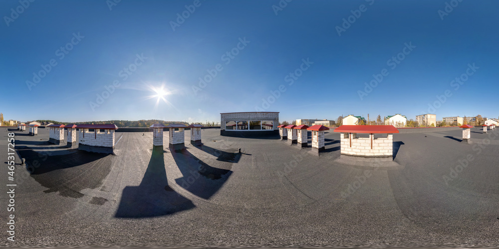 full seamless spherical hdri panorama 360 degrees on roof of building ...