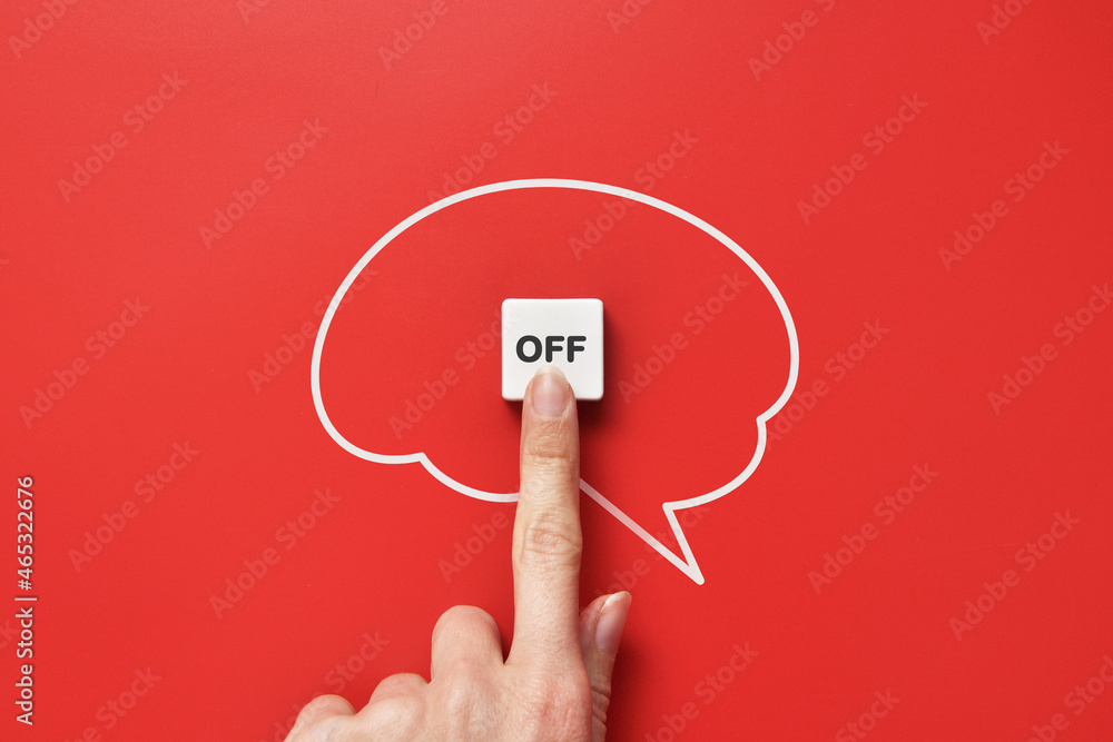 The silhouette of the brain and the off button in it. A symbol of ...