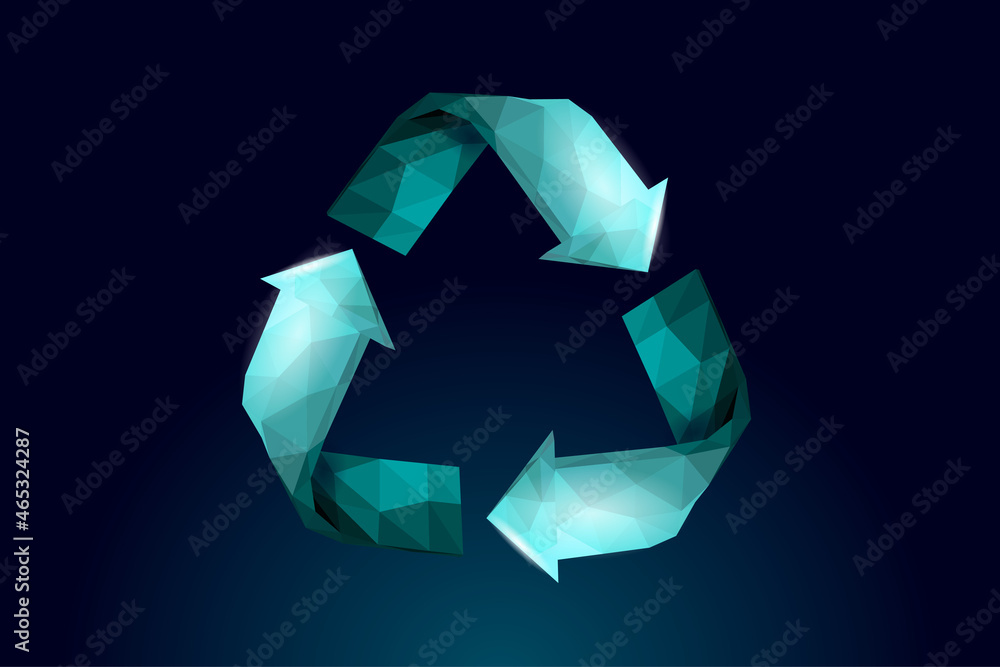 3D recycle plastic symbol. Environment safety urban recycling industry ...