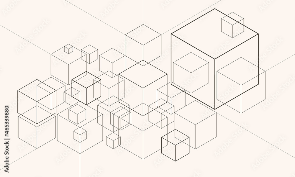 Abstract background with cubes. Geometry lines design. Stock Vector ...