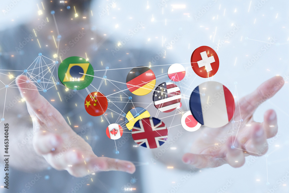 World map with all states and their flags,3d render. Stock Photo ...