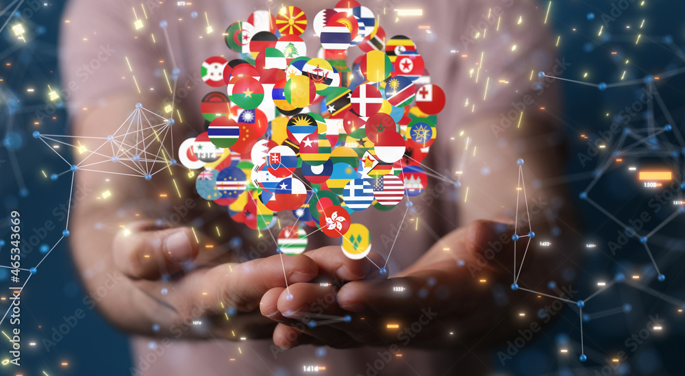 World map with all states and their flags Stock Photo | Adobe Stock