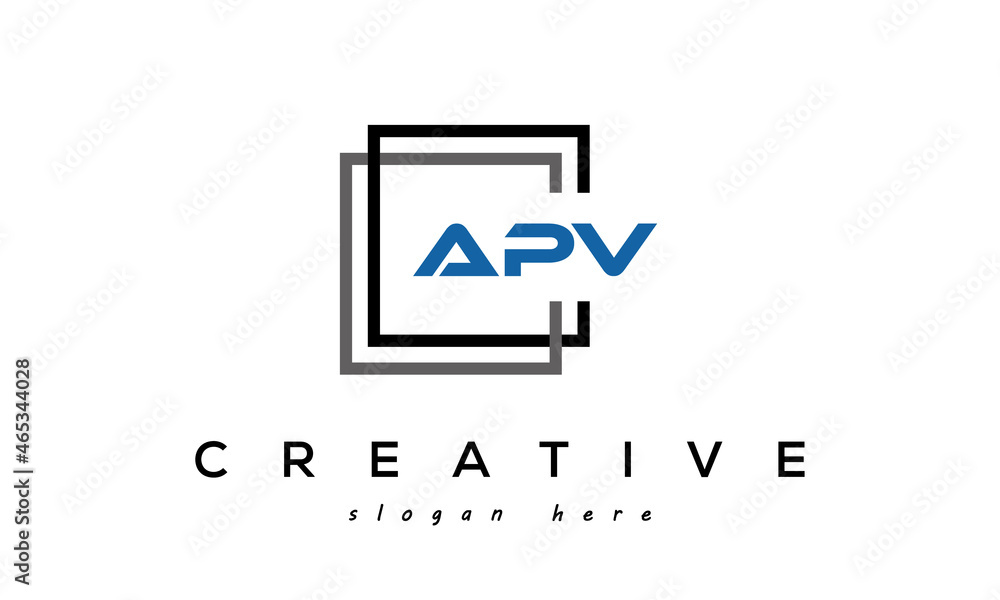APV square frame three letters logo design vector Stock Vector | Adobe ...