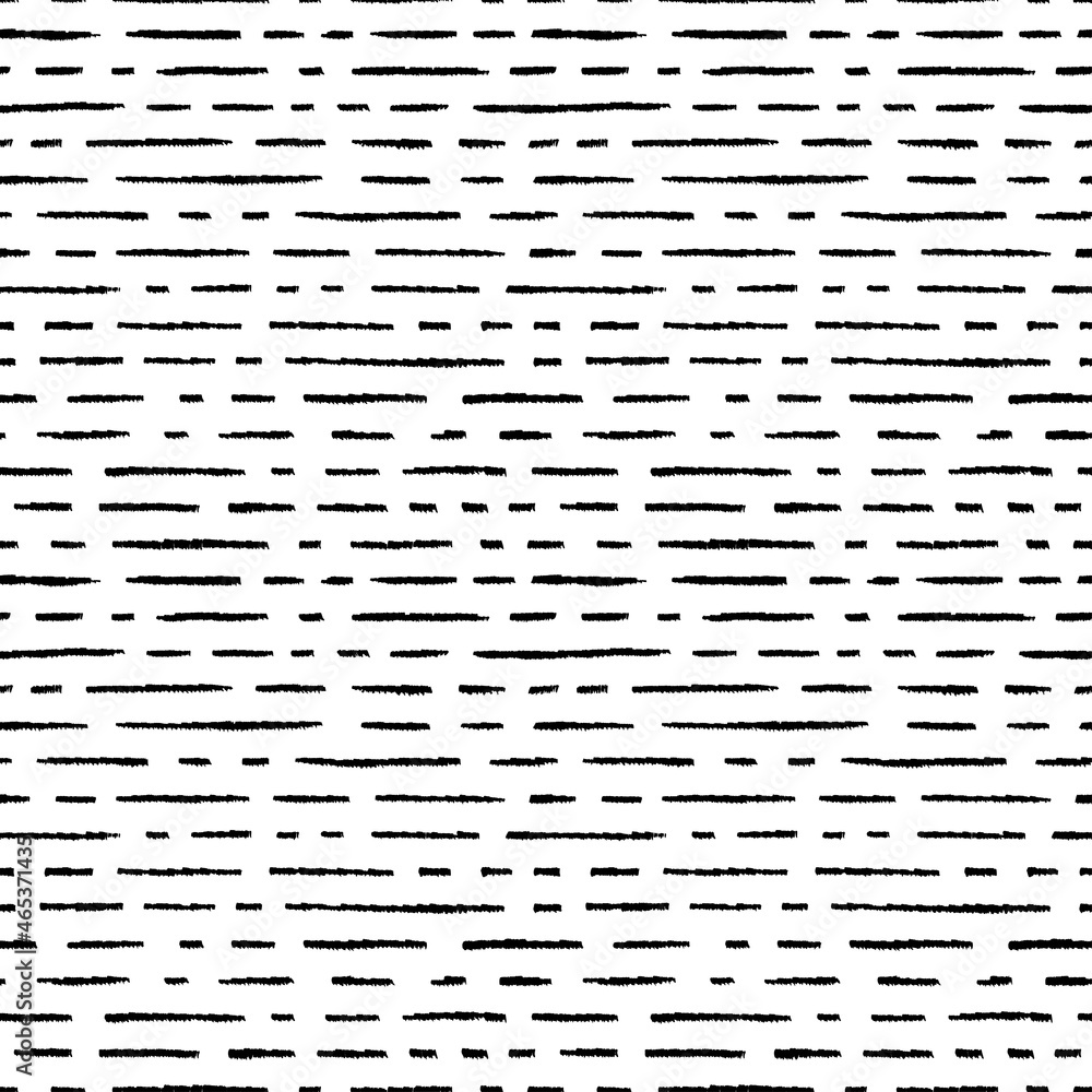 Short horizontal lines hand drawn seamless pattern. Grunge ink brush ...
