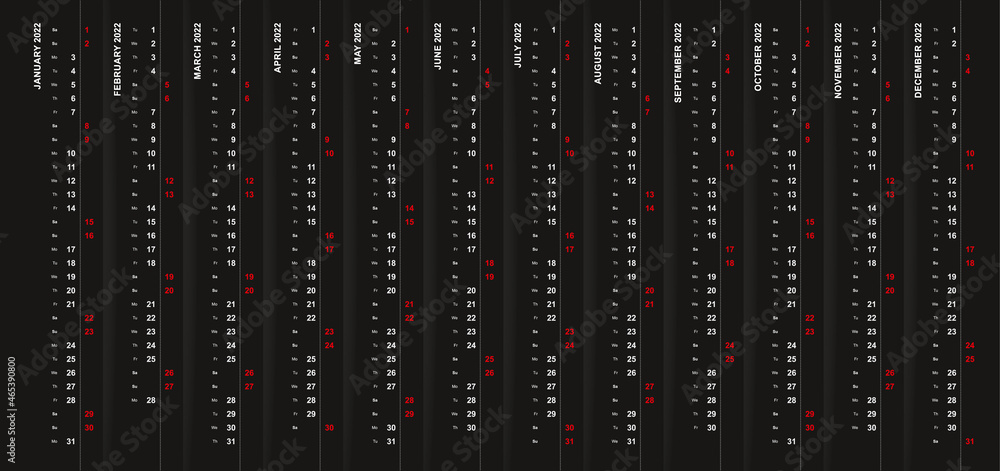 Saturday Calendar 2022
