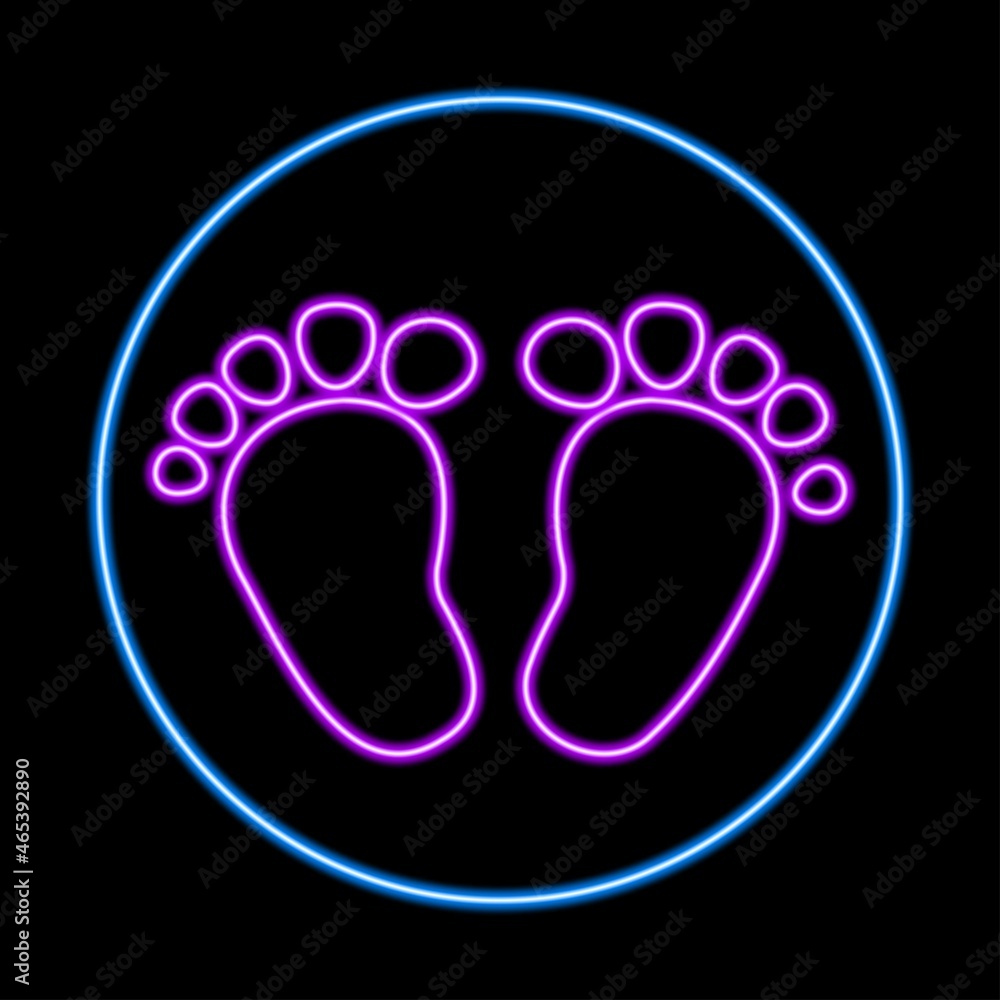 Human footprint neon sign, modern glowing banner design, colorful ...