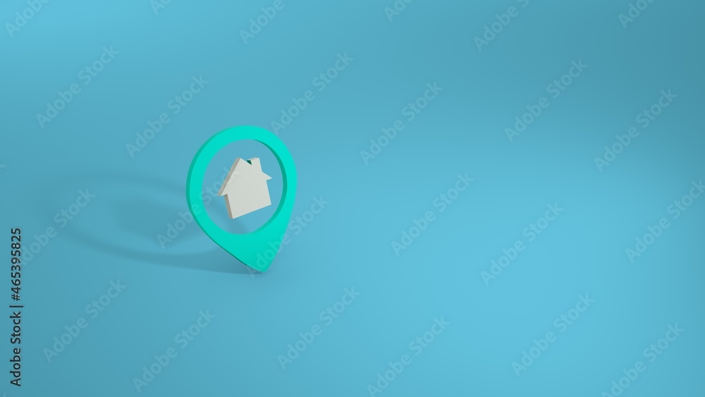 Small house in location pin icon. House symbol with location pin icon ...