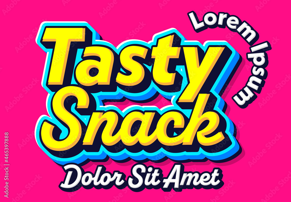 Tasty Snack Colorful Cartoon Text Effect Stock Template | Adobe Stock