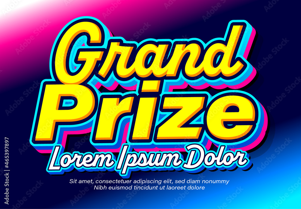 Grand Prize Vibrant Award Text Effect Stock Template | Adobe Stock