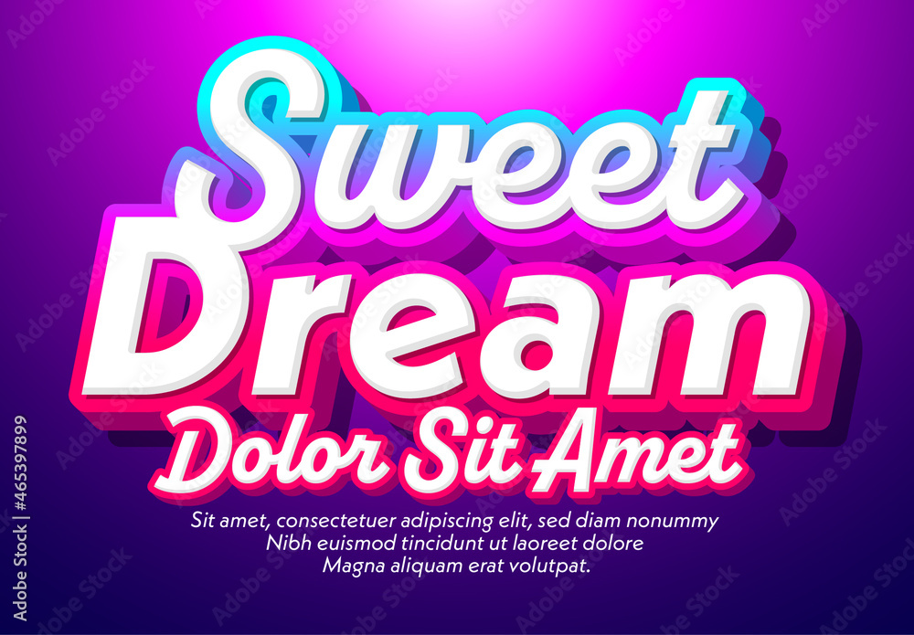 Sweet Dream Smooth 3D Text Effect Stock Template | Adobe Stock