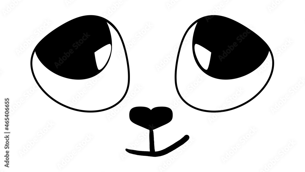 big panda eyes, cartoon sticker, on white background Stock Illustration ...