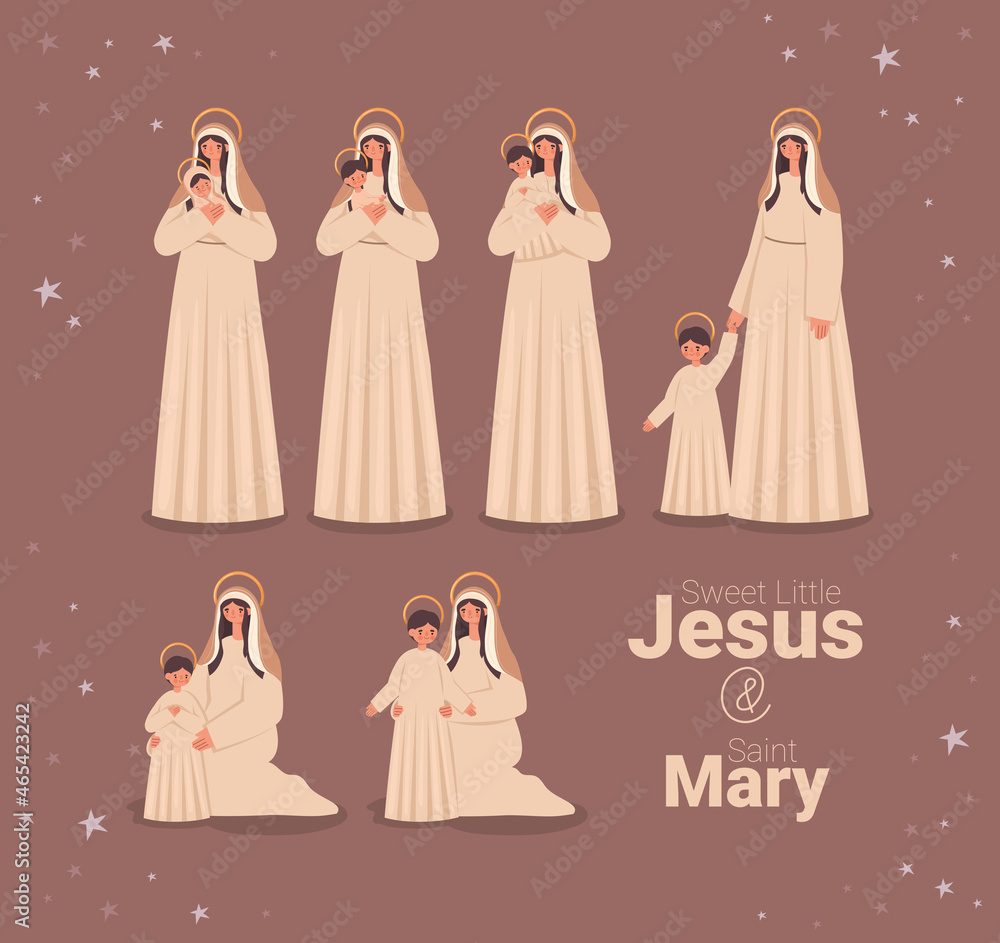 jesus and maries Stock Vector | Adobe Stock