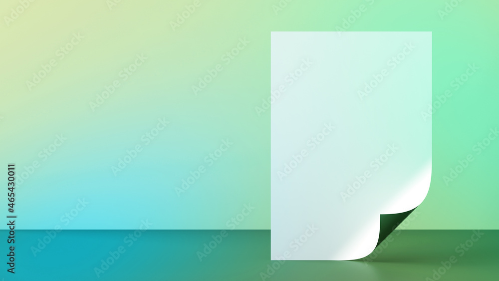 3d render, abstract business background with blank page, white paper ...