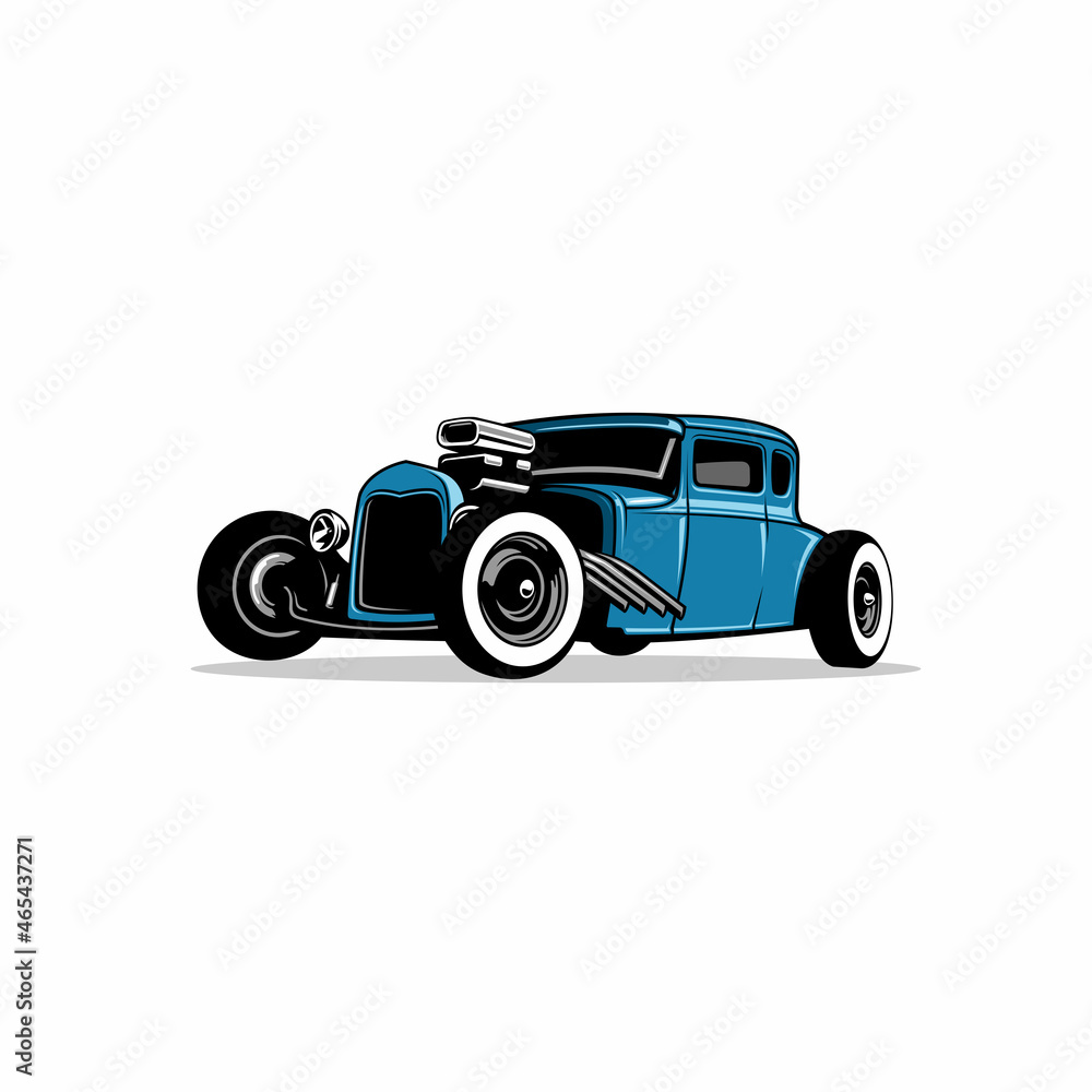 Vector illustration of classic hot rod, isolated on the white ...