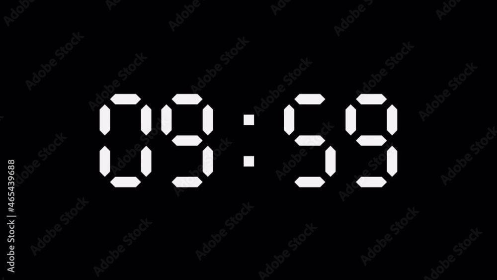 3D clock digital countdown counting 15 to 0 second on futuristic black ...
