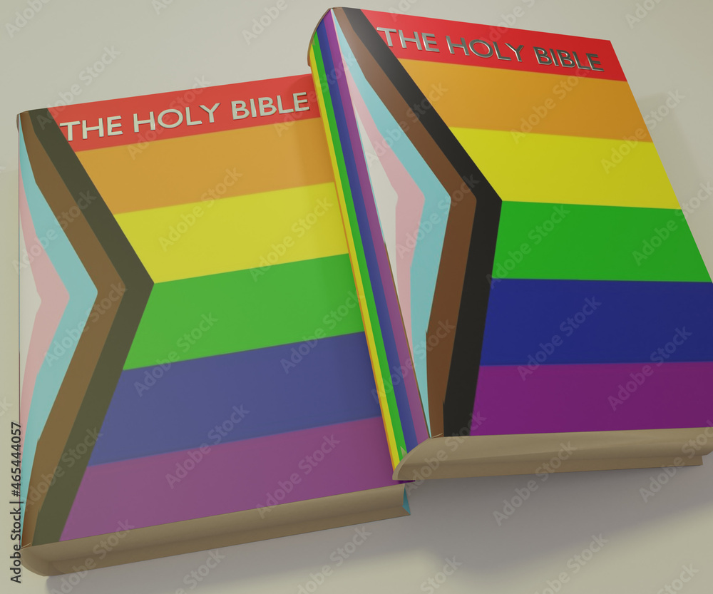 The holy bible in rainbow color for gay pride flag Stock Illustration | Adobe Stock