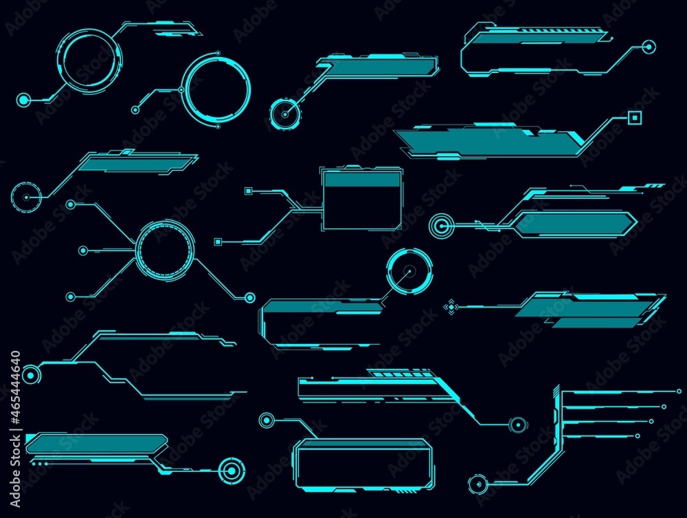 HUD futuristic display and screen, info boxes, ui interface. Vector ...