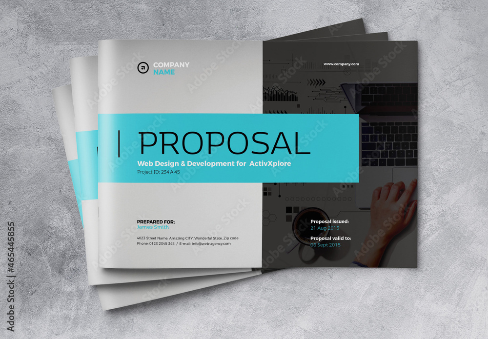 Business Project Proposal with Blue Accents Stock Template | Adobe Stock