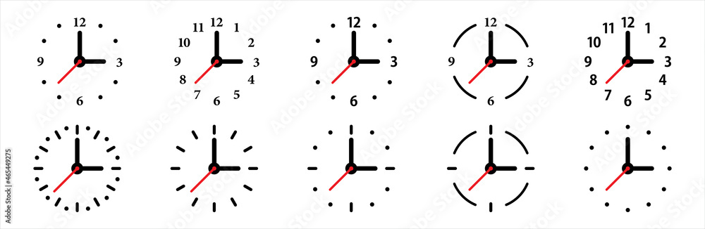 Clock icons. Clock number, time vector illustration. Stock Vector ...