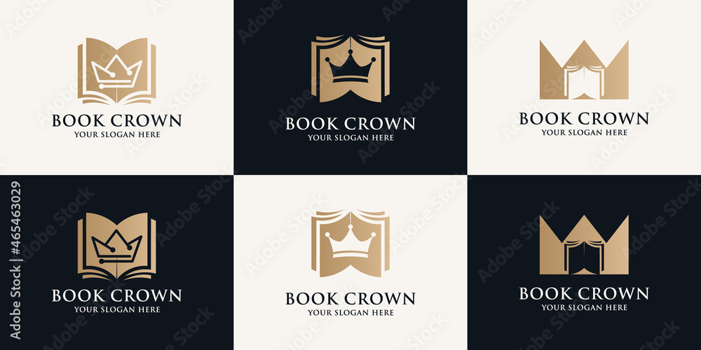 book crown inspiration logo for educational symbol Stock Vector | Adobe ...