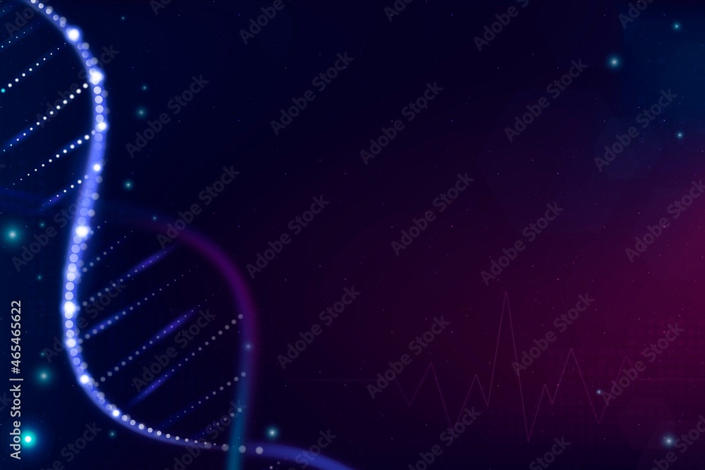 DNA biotechnology science background vector in purple futuristic style ...