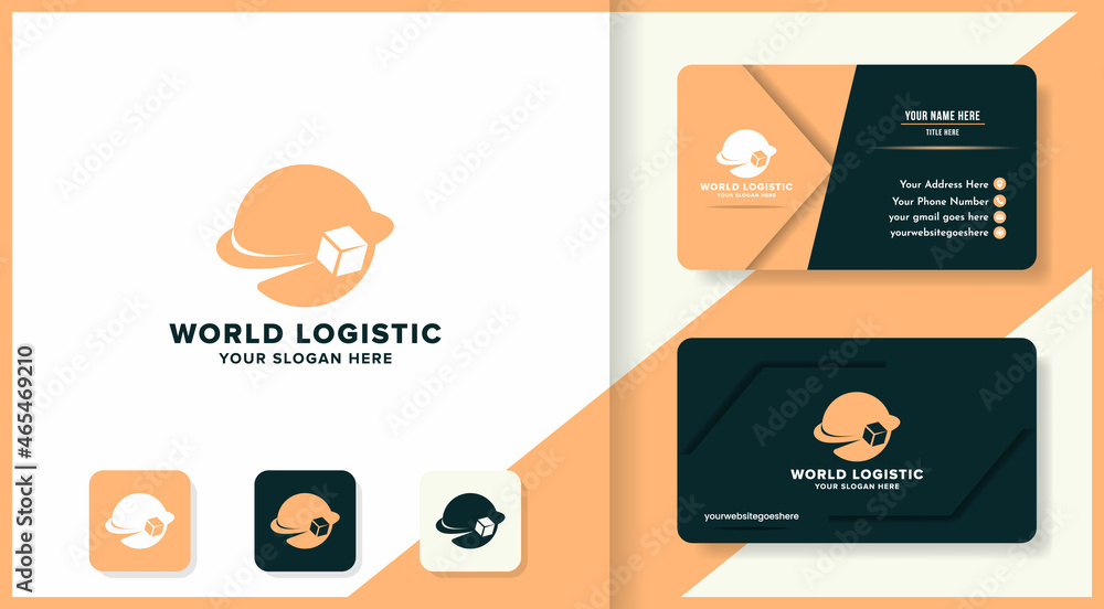 world box logistic logo and business card design Stock Vector | Adobe Stock