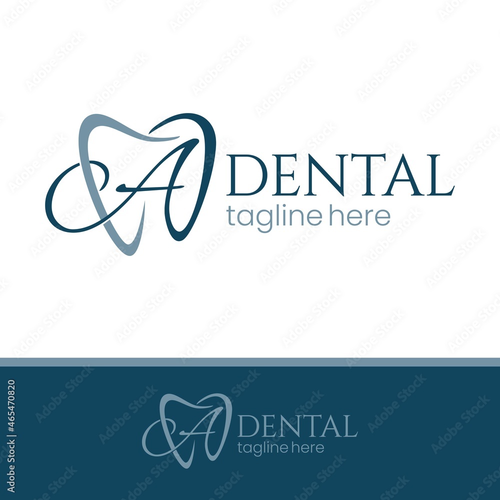Letter A Tooth Dental Logo Design Stock Vector | Adobe Stock