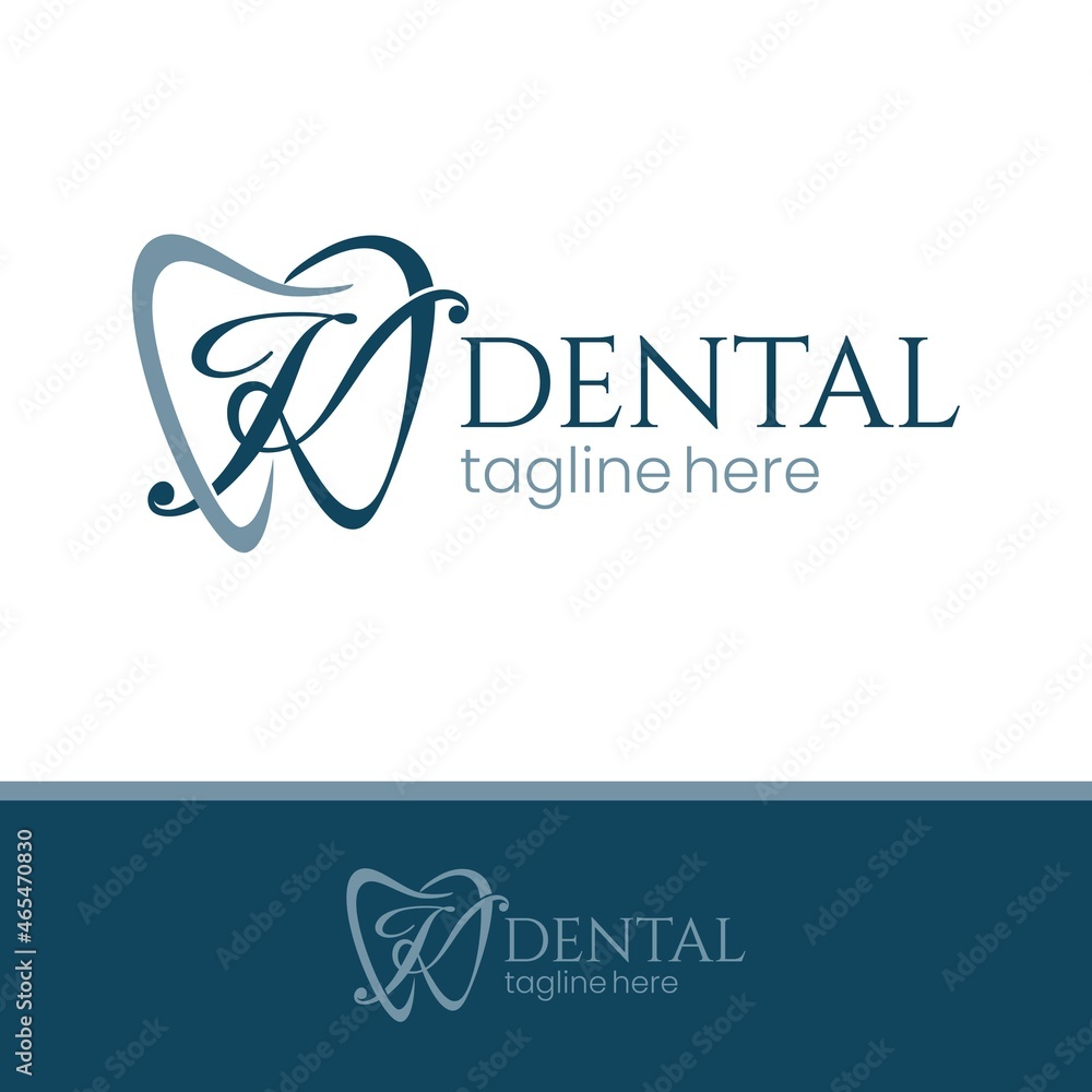 Letter K Tooth Dental Logo Design Stock Vector | Adobe Stock