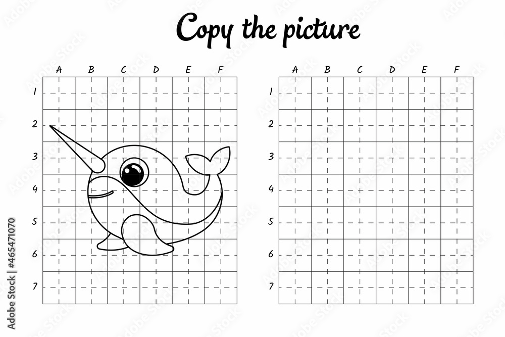 Copy the picture. Draw by grid. Coloring book pages for kids ...