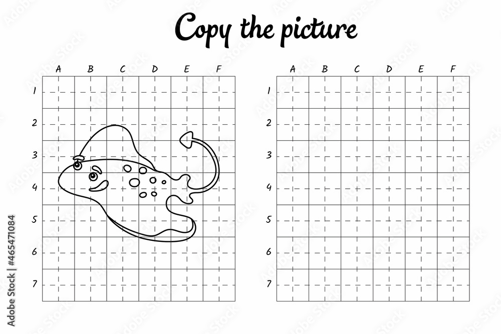 Copy the picture. Draw by grid. Coloring book pages for kids ...