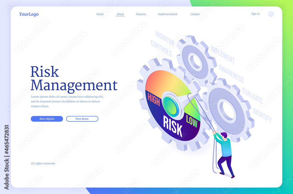 Risk management banner. Concept of analysis business process, finance ...