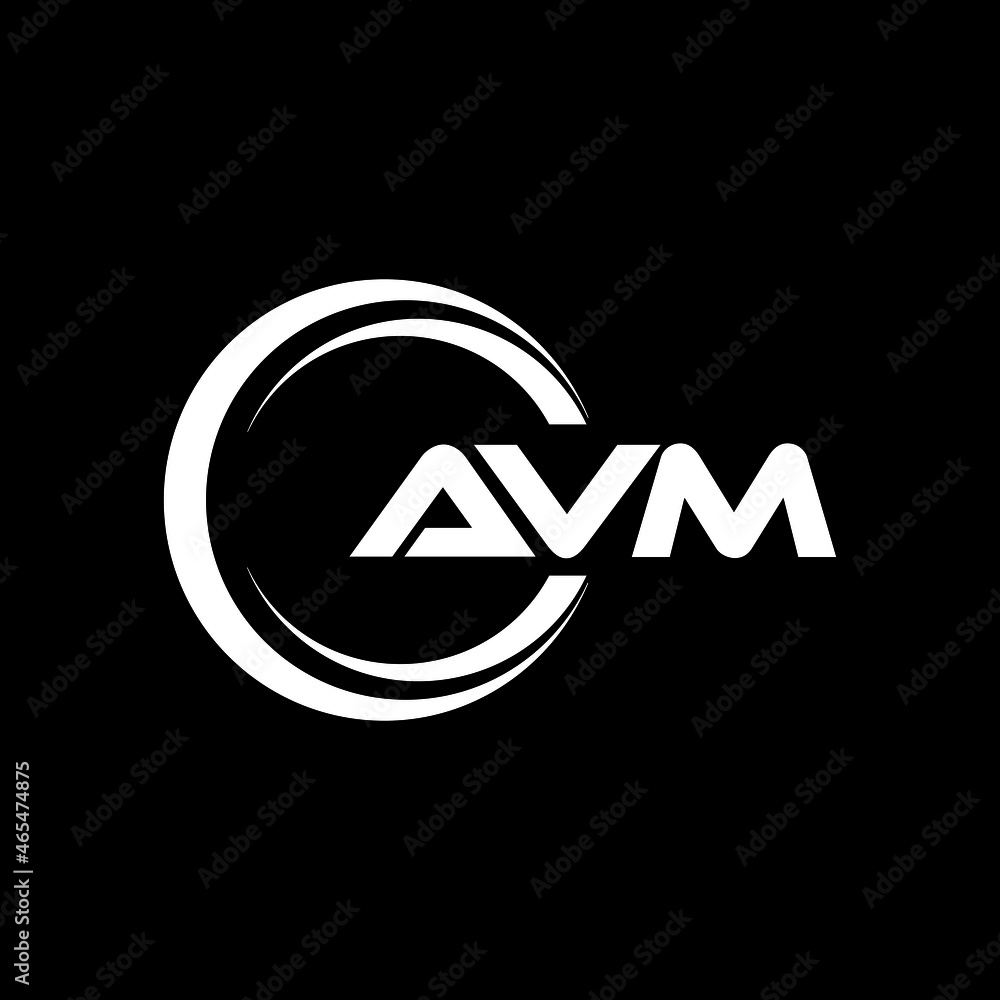 Vecteur Stock AVM letter logo design with black background in ...