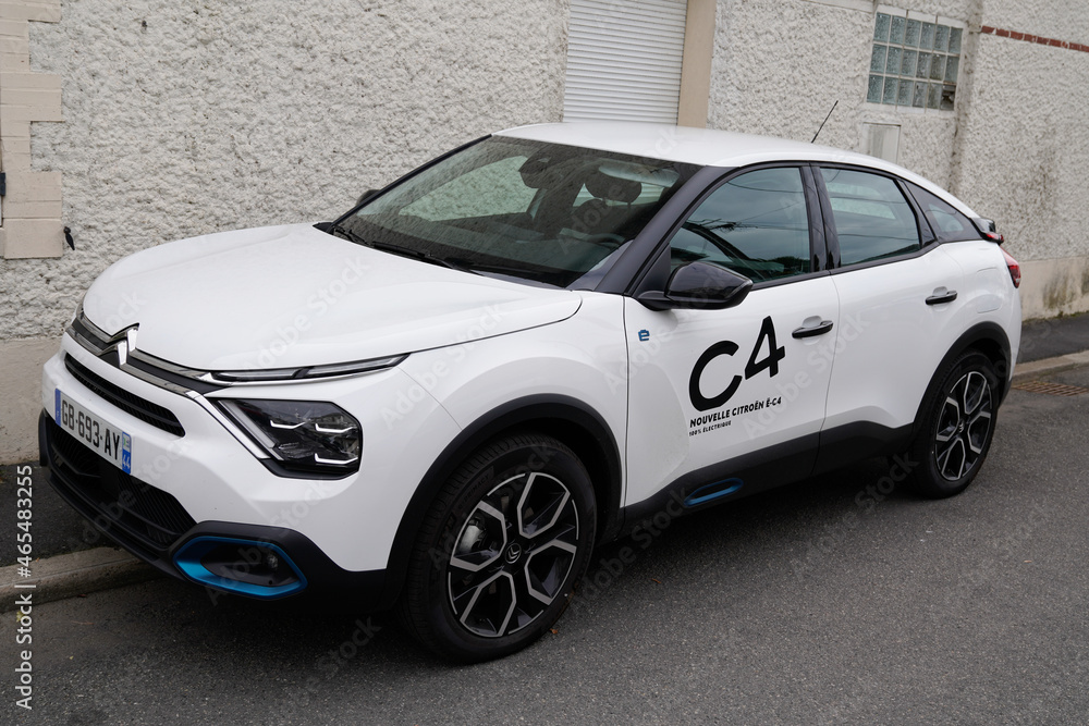 Citroen logo brand and text sign C4 e-c4 stickers on door car white new ...