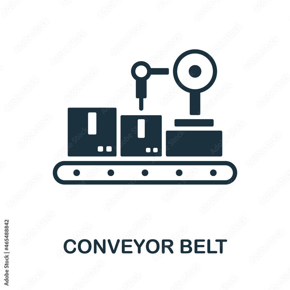 Conveyor Belt icon. Monochrome sign from machinery collection. Creative ...