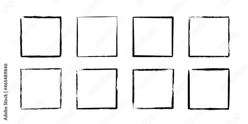 Ink square frames. Grunge empty black boxes set. Rectangle borders ...