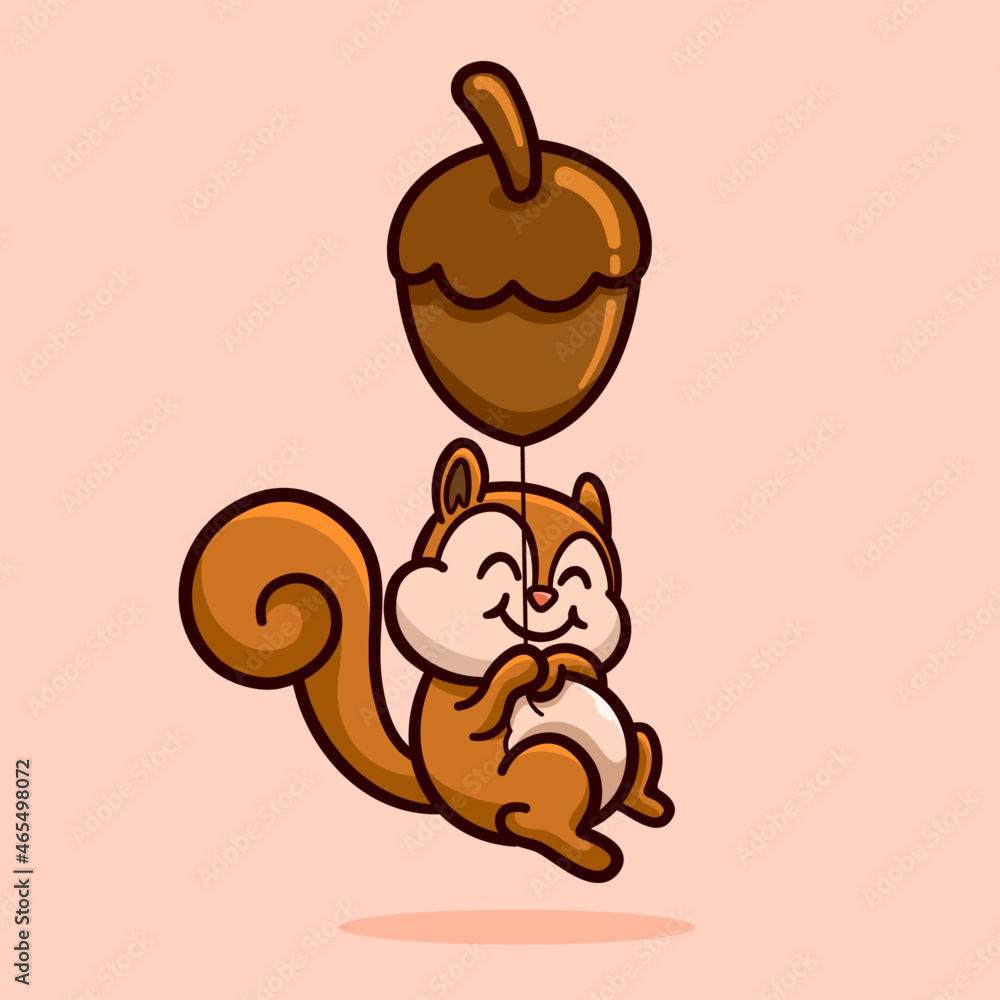 Cute Squirrel Holding Nut Cartoon Stock Vector | Adobe Stock