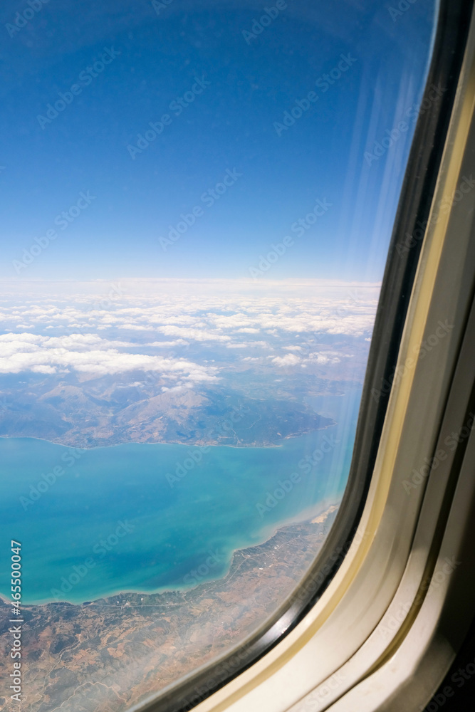 Airplane flight. View from the window of the plane. Airplane, Aircraft ...