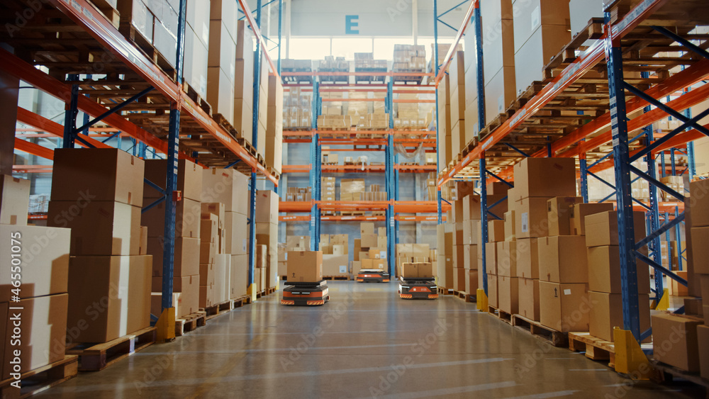 Future Technology 3D Concept: Automated Modern Retail Warehouse AGV ...