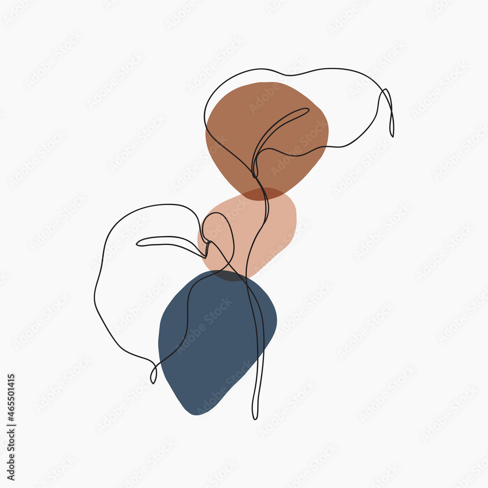 Botanical Continuous line art in elegant style. Foliage line art ...