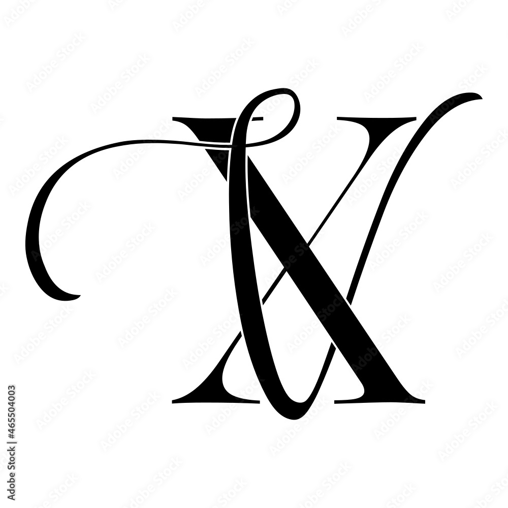 xv, vx, monogram logo. Calligraphic signature icon. Wedding Logo ...